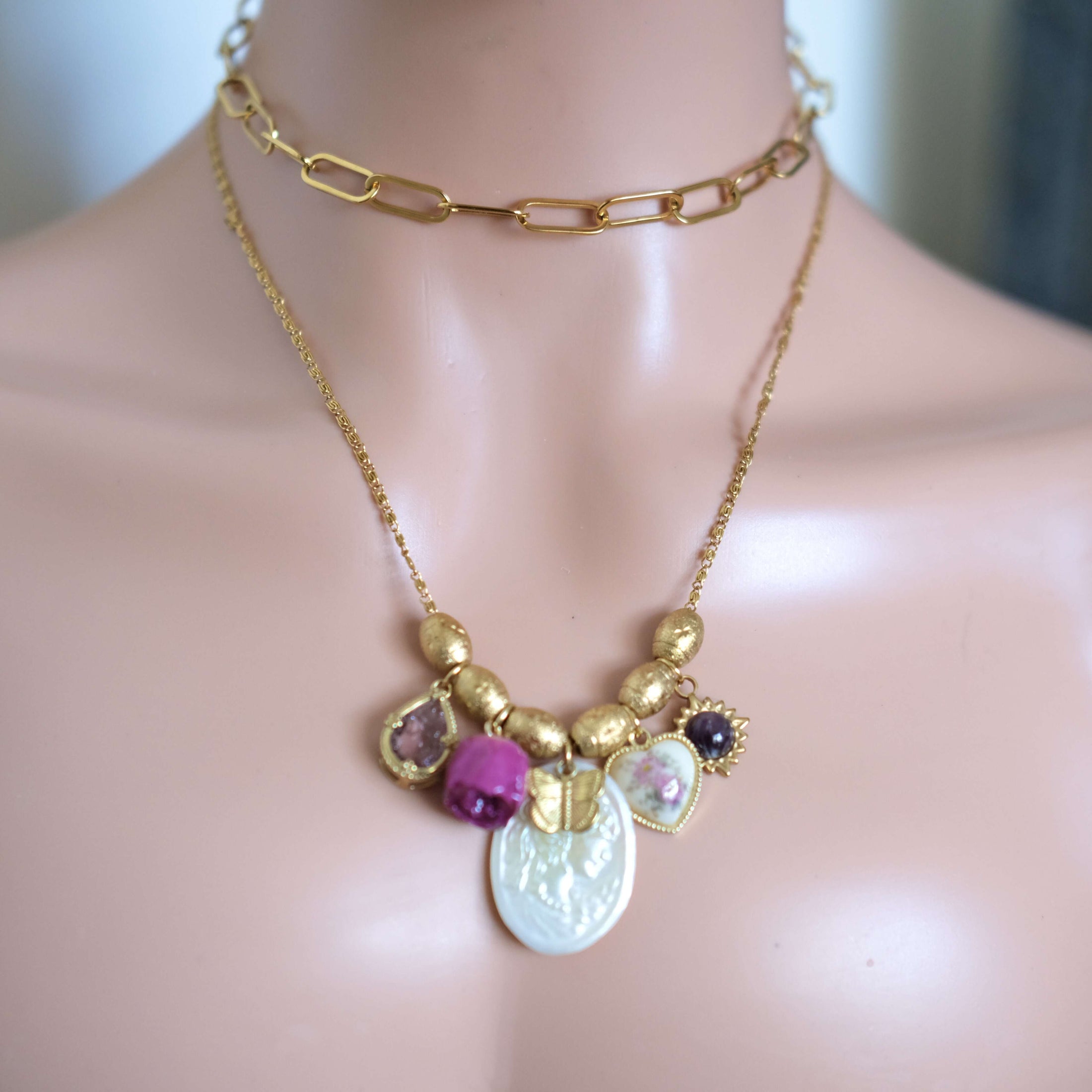 Personalized Gold Charm Necklace | Custom Name and Initials | Unique ...